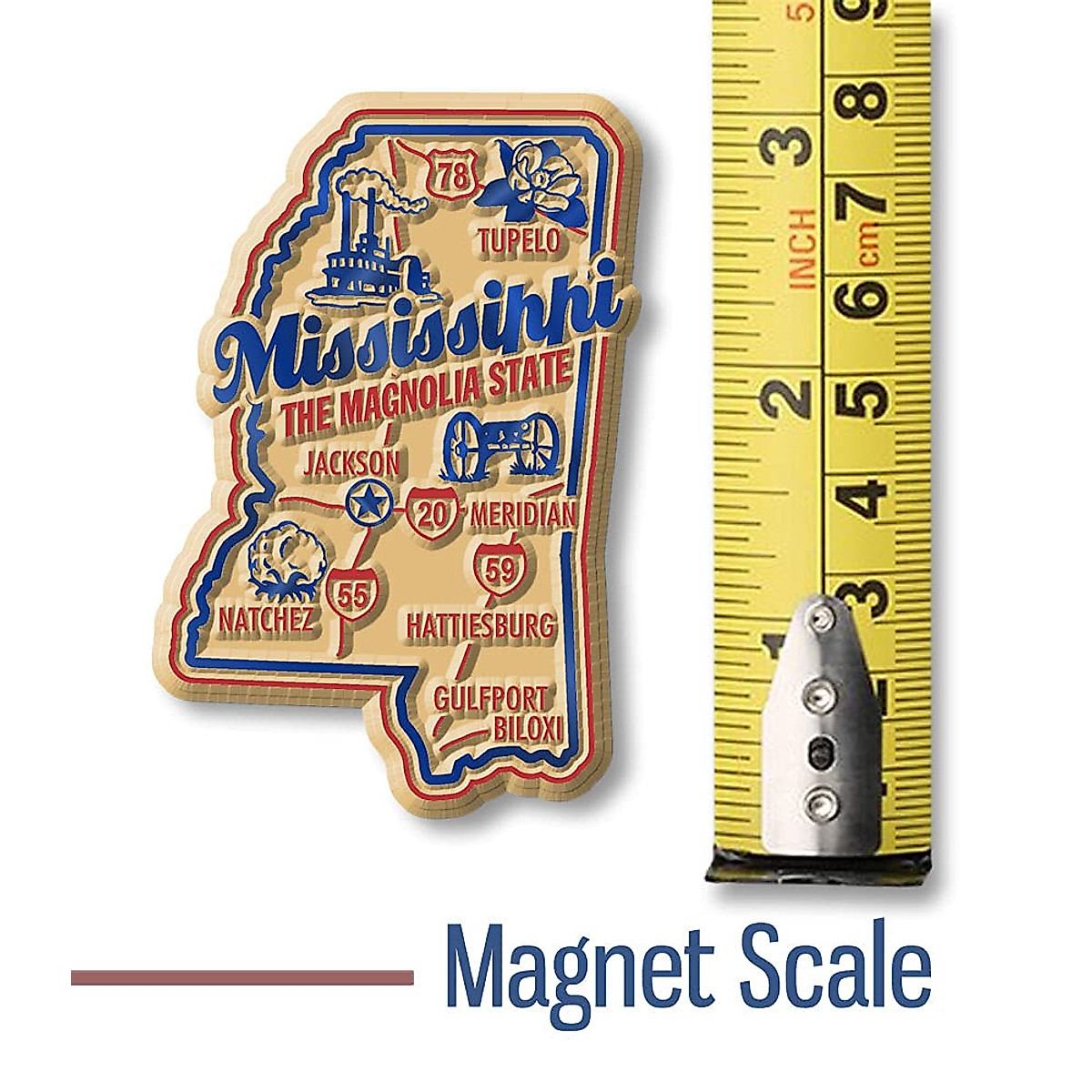Mississippi Premium State Magnet by Classic Magnets, 1.9" x 2.8", Collectible Souvenirs Made in The USA