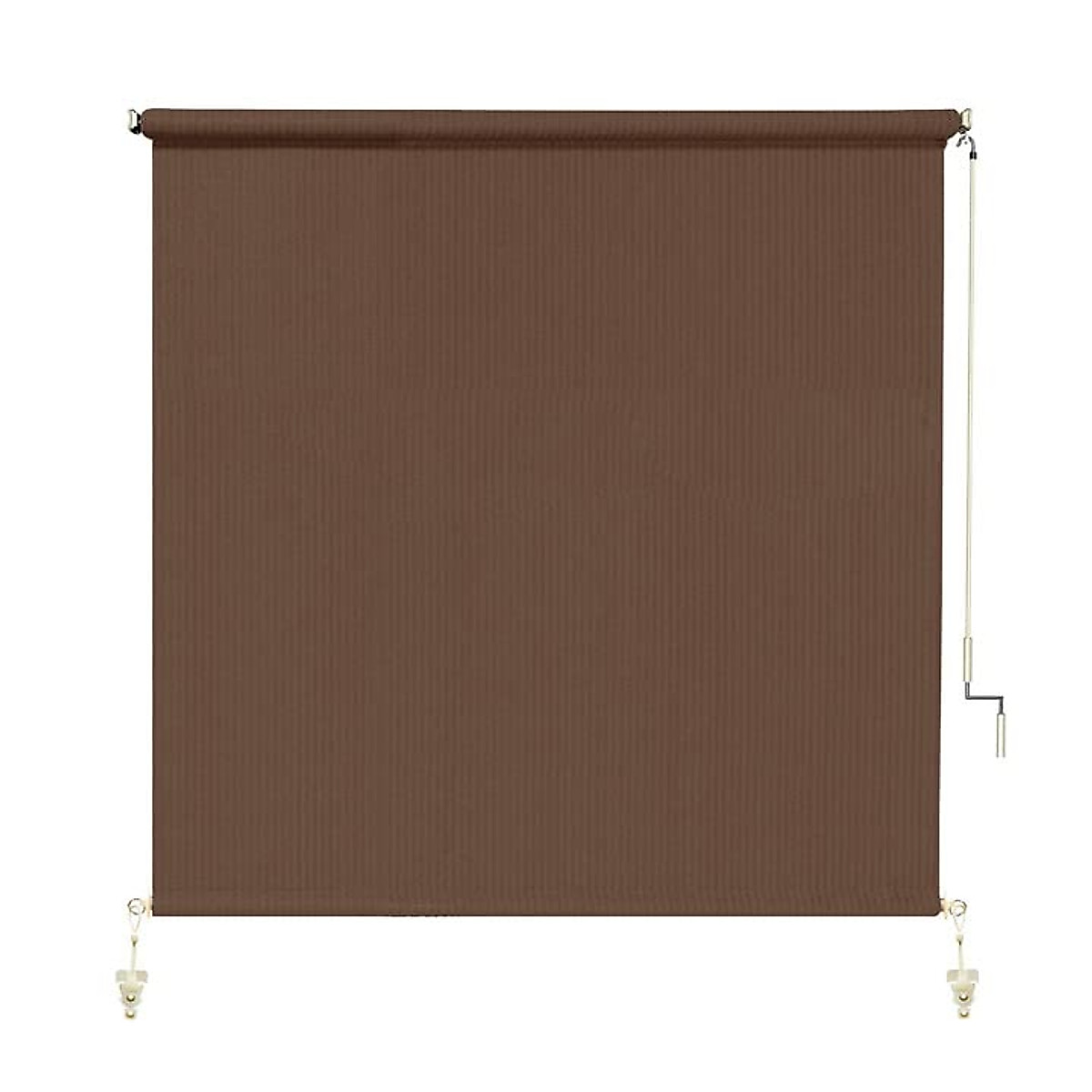 HENG FENG Outdoor Roller Shade Cordless 6'W x 6'H Brown Exterior Patio Shades Roll Up Outdoor Blinds for Porch Gazebo Pergola Backyard Deck