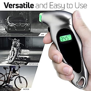Digital Tire Pressure Gauge – Backlit Air Measurement Checker Tool for Bikes, Cars, Trucks - by Hydraulax