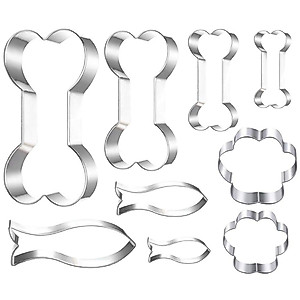 LUBTOSMN Dog Bone Cookie Cutter Set-9 Piece-Large and Mini Dog Bone Paw Fish Cookie Cutters Baking Molds for Small Large Dog Cat Treats and Dog Cat Cake Topper Decoration Took Kit
