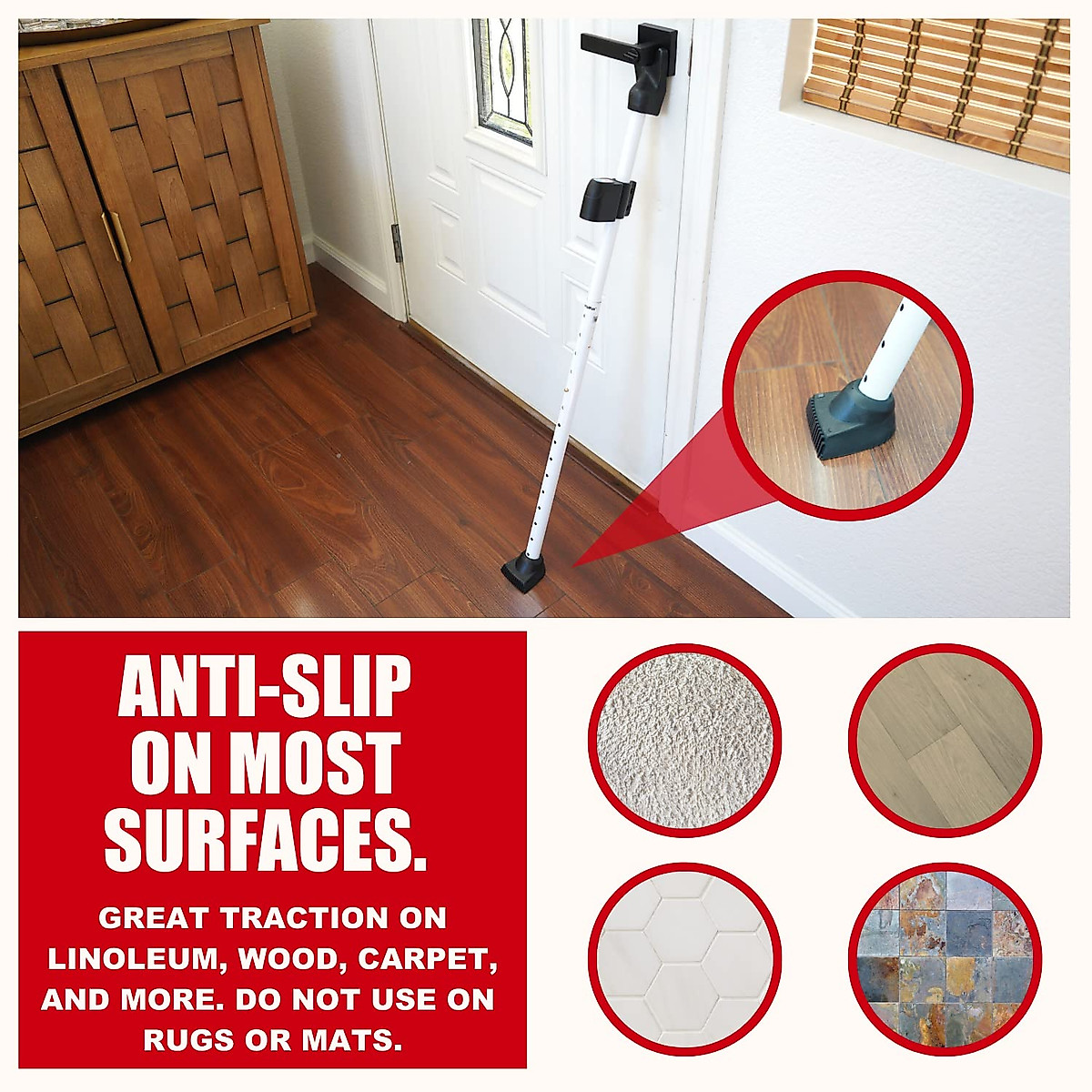 SECURITYMAN 2-in-1 Door Security Bar with Alarm & Sliding Door Stopper Security Bar with 120db Loud Alert Siren - Durable & Rugged Iron, (Protects Against Scratches), White 2021 Model (SECURITYBARS)