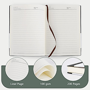 Rantuns Lined Journal Notebook for Work, 200 Pages, Medium 5.7" x 8.3", A5 Notebook Softcover Journal 100 GSM Thick Paper, (Grey Ruled)