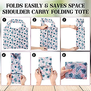 Eccliy 24 Pieces Reusable Grocery Bags Polyester Shopping Bags for Groceries Multi Colors Reusable Bags Foldable Shopping Bag (Flower Style)