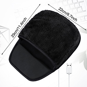 2 Pieces Heated Mouse Pad Hand Warmer USB Heated Mousepad Plush Heated Mouse Pad Removable Hand Warming Mouse Pad for Men and Women Office Home Computer Laptop (Black)