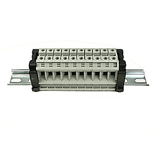 Automation Systems Interconnect ASI RAAK10N21-10 10 Gang Solar Combiner and Power Distribution Terminal Block Assembly, 24-6 AWG, 65 Amp, 600 Volt
