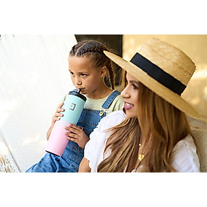 IRON °FLASK Kids Water Bottle - Straw Lid, 20 Name Stickers, Vacuum Insulated Stainless Steel, Double Walled Tumbler Travel Cup, Thermos Mug - Twilight Blue, 14 Oz