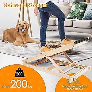 Pet Ramp, Upgrade Cat & Dog Ramp for Bed/Couch/Car with Non-Slip-5 Layer, 6 Adjustable Height Folding Pet Ramp for Small /Older Dogs Up to 200 LBS (Upgraded, 41.5" x 14.4")