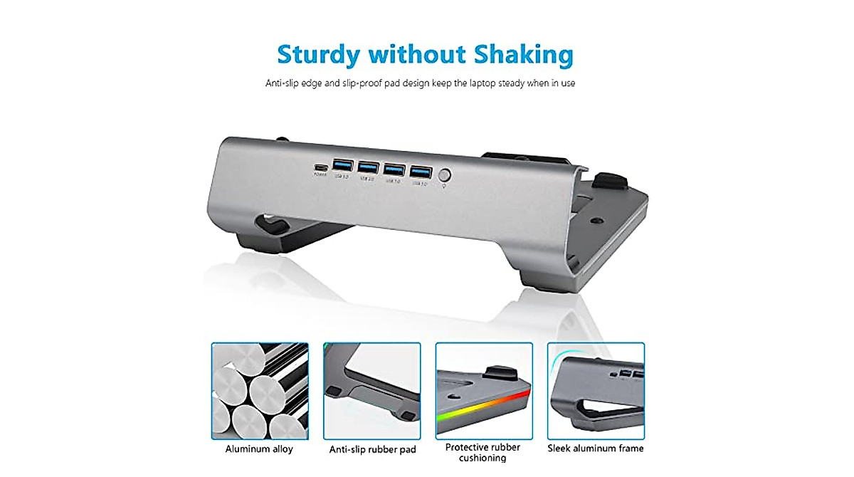 ESGAMING RGB Laptop Stand with 4 USB Ports & RGB Lighting
