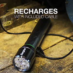 Energizer Vision HD Rechargeable LED Flashlight with Digital Focus, Water Resistant Emergency Flashlight for Camping Gear and Indoor-Use, Flash Light with USB Charging Cable Included, Pack of 1