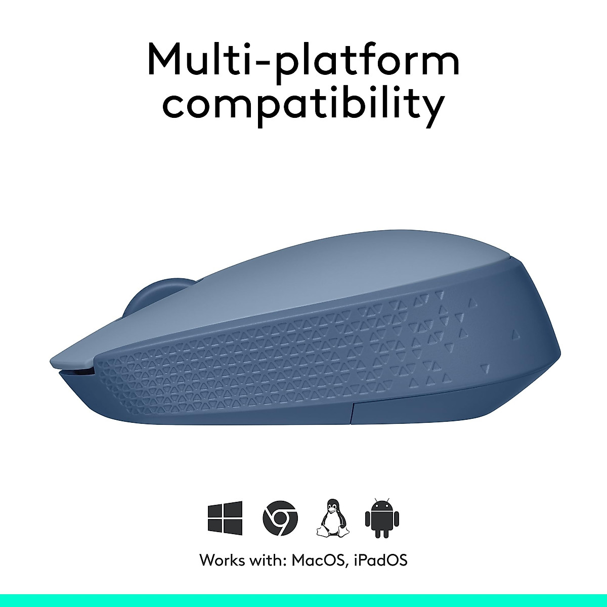 Logitech M170 Wireless Mouse for PC, Mac, Laptop, 2.4 GHz with USB Mini Receiver, Optical Tracking, 12-Months Battery Life, Ambidextrous - Blue Grey