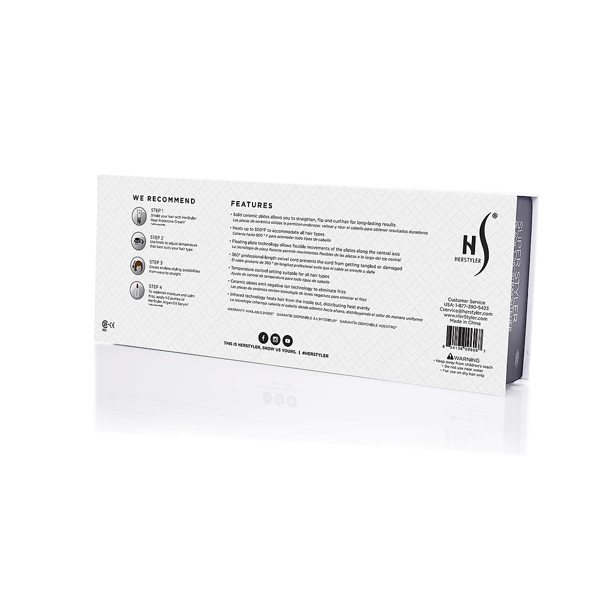 Herstyler Superstyler Onyx Ceramic Flat Iron, Ceramic Hair Straightener With Adjustable Temperature, Travel-friendly Dual Voltage Flat Iron