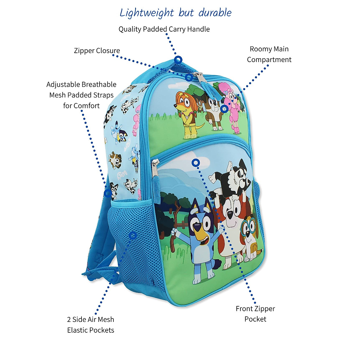 Bluey Kids 16 Inch School Backpack (One Size, Blue)