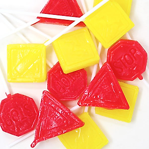 12 Street Sign Lollipop Suckers - Road Sign Lollipop for Car Themed Birthday Parties - Construction Safety Candy Decoration Lollipop - Party Favor Traffic Sign Pops - Assorted Pack Individually Wrapped Suckers