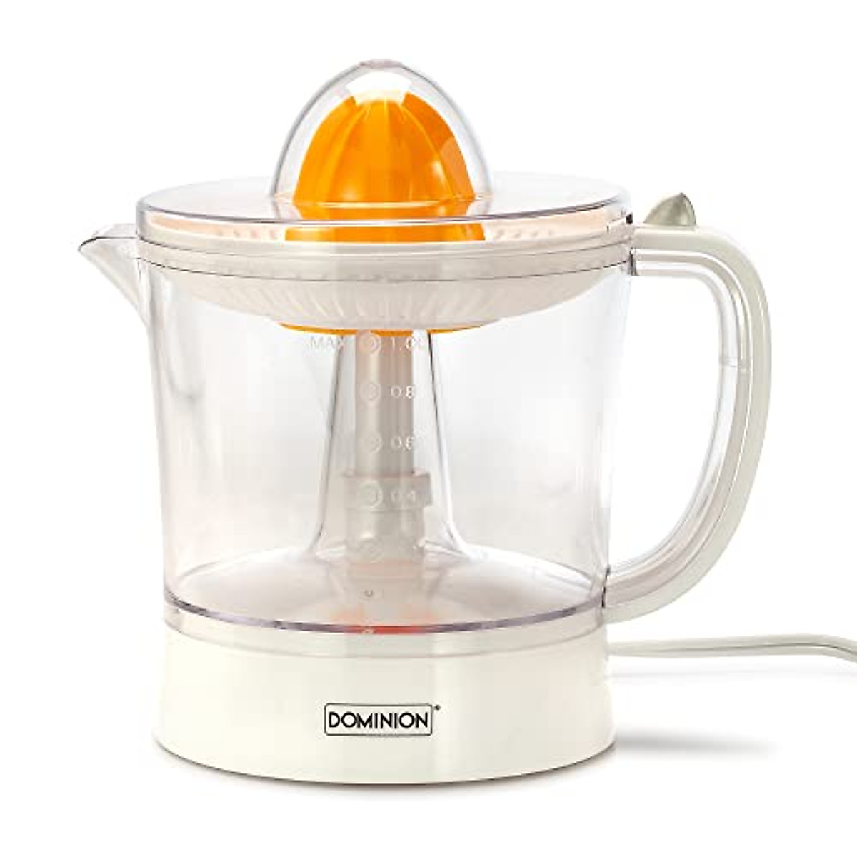 Dominion BPA-Free CitroMax Electric Citrus Juicer Extractor, Compact Volume Pulp Control, Oranges, Lemons, Limes, Grapefruits with Easy Pour Spout, 34oz, White