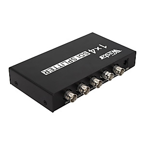Wiistar SDI 1x4 Splitter Black Amplifier Splitter 1 in to 4 Out SD-SDI HD-SDI 3G-SDI Repeater Extender