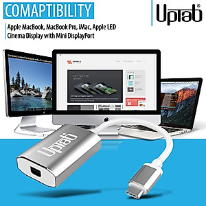UPTab USB C to Mini DisplayPort Adapter UPTab (4K@60Hz) USB-C/Thunderbolt 3 to MDP Adapter with Power Port for New M2 MacBook Pro/Air, iPad Pro, Mac Mini M1/M2, iMac and More (Silver)