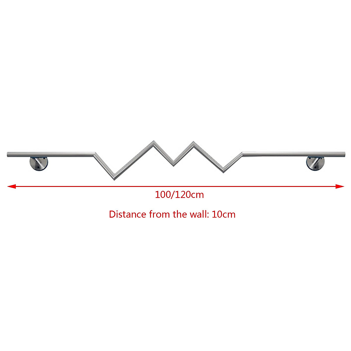 Clothing Store Clothes Rails,Wall Mounted Hanging Bar Rack,Industrial Pipe Style Garment Rail, Used for Retail Display Closet Storage Laundry Organizer/Silver / 120Cm