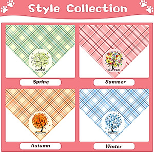 4 Pieces Dog Bandanas Scarf Dog Spring Summer Autumn Winter Season Theme Party Supplies Plaid Seasonal Holidays Dog Bandana Washable Dog Triangle Kerchief Bibs for Dogs Cats Pet Costume Supply