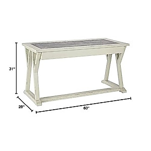 Signature Design by Ashley Jonileene Farmhouse Home Office Desk with Drawers, White & Gray