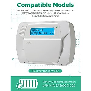 NYI Upgraded 3700mAh Battery Compatible with DSC IMPASSA 9057 2-Way Wireless Security System Alarm Panel, 6PH-H-4/3A3600-S-D22 Replacement, 7.2V Rechargeable Ni-MH Battery Pack for ADT Control Panel