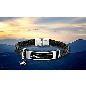 Uloveido Braided Leather Bracelet Engraved Faith Small AS A Mustard Seed Can Move Mountains Matthew 17:20 (Round Mountain Seed)
