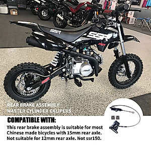 MWMNUN 15mm Rear Brake Assembly Master Cylinder Caliper Replacement Compatible with Coolster SDG SSR 107 110 125 I BK12