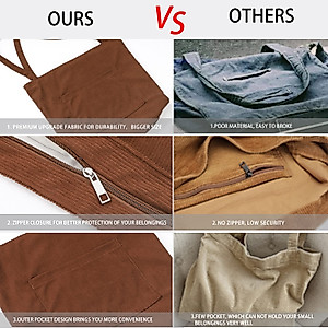 WantGor Women Corduroy Tote Bag, Large Shoulder Hobo Bags Casual Handbags Big Capacity Shopping Work Bag (Dark Green)