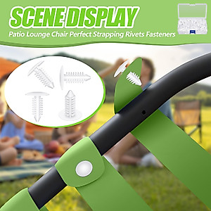 100 Pieces Patio Strapping Rivets Fasteners 3/4" Length Medium Multi Gauge Rivet for Patio Lawn Chair Webbing Repair Strap for Outdoor Furniture Lounge 1/4 Inch Hole (White)