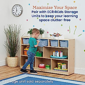 ECR4Kids Scoop Front Storage Bin, Multipurpose Organization, Powder Blue, 5-Piece