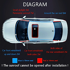 16.4ft/5M Cuttable T-Car Sunroof Cover Seal Rubber Trim,Dust Proof&Weather Stripping for Windshield,Tailgate Adhesive Rubber Seal Strip