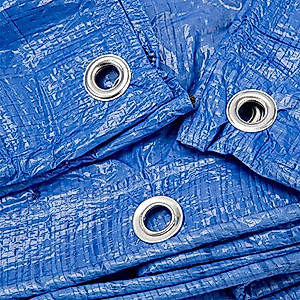 Grizzly Tarps by B-Air 8' x 10' Large Multi-Purpose Waterproof Heavy Duty Poly Tarp with Grommets Every 36", 8x8 Weave, 5 Mil Thick, for Home, Boats, Cars, Camping, Protective Cover, Pack of 4, Blue
