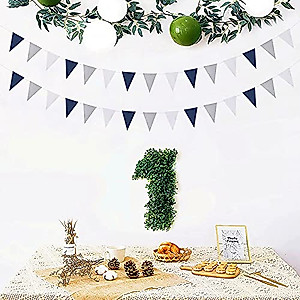 Navy Blue White Silver Birthday Graduation 2022 Fathers Day Wedding Baby Shower Party Decorations Bunting