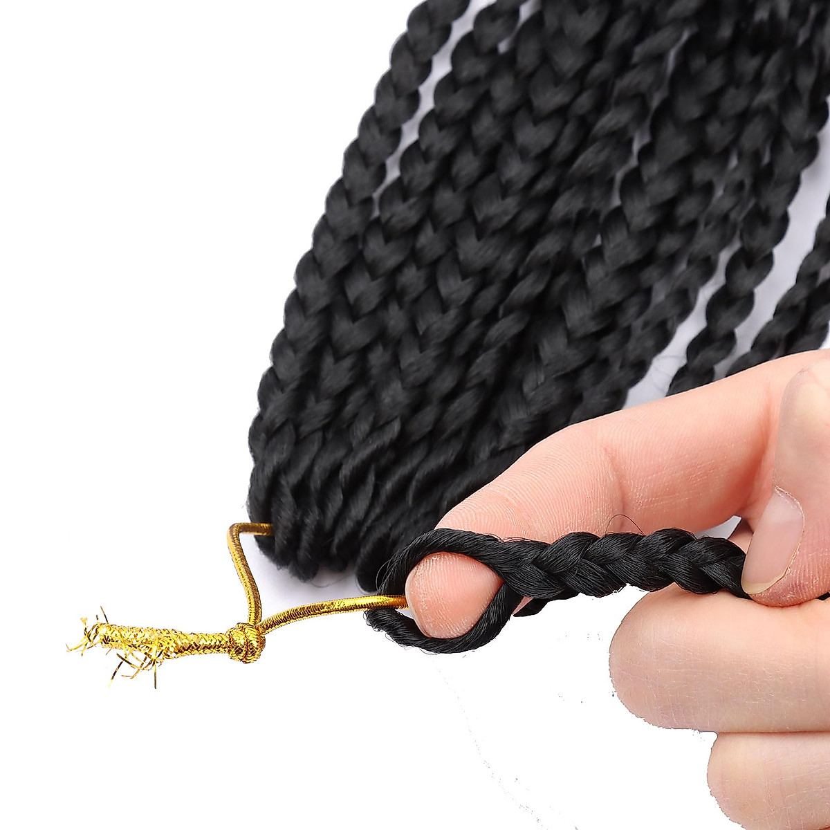 LMZIM Goddess Box Braids Crochet Hair 14 Inch Boho Crochet Box Braids Pre-looped 8 Pack Bohemian Box Braids Crochet Braids Synthetic Hair Extensions for Black Women