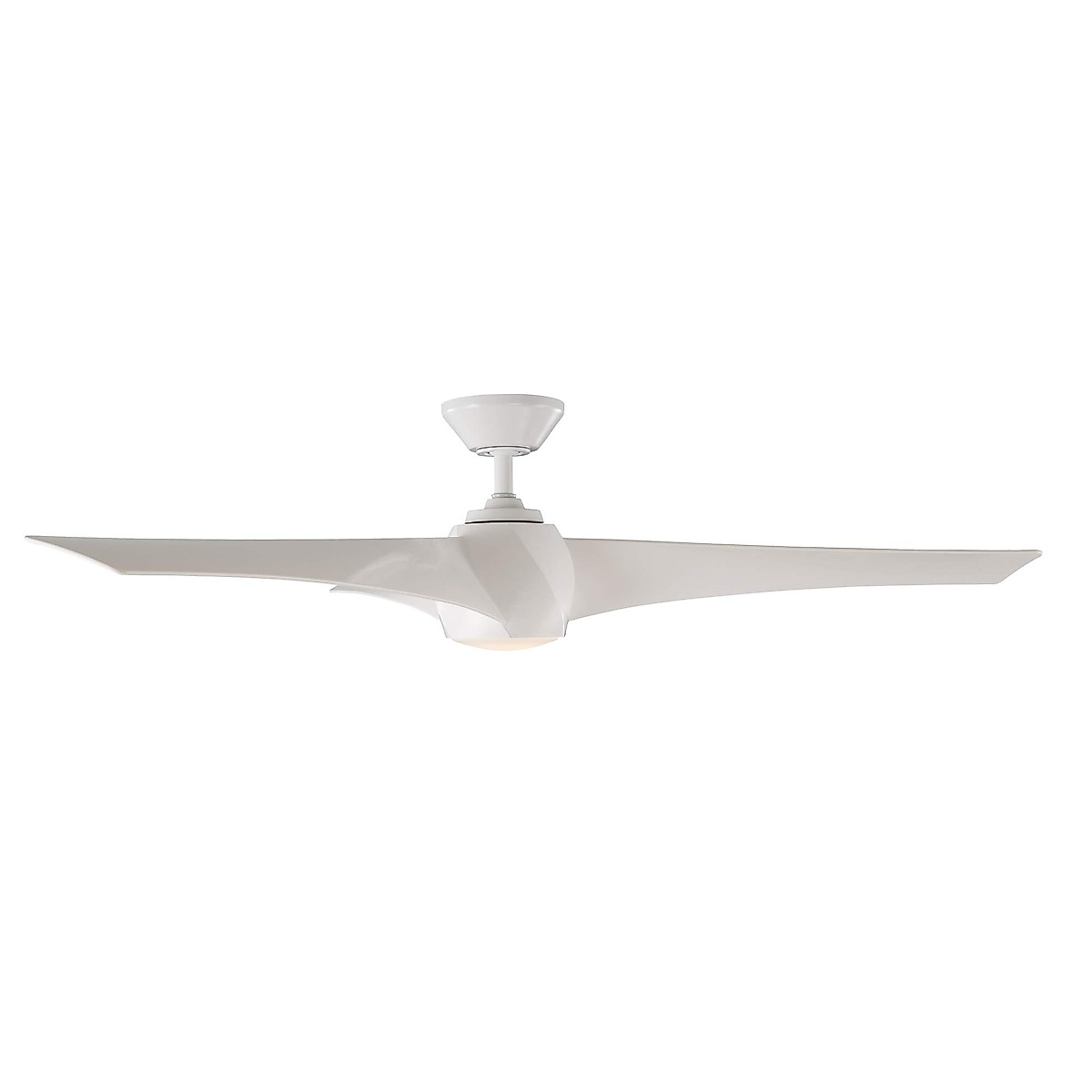Modern Forms Twirl Smart Indoor and Outdoor 3-Blade Ceiling Fan 58in Matte White 3000K LED Light Kit and Remote Control worksworks with Alexa and iOS or Android App