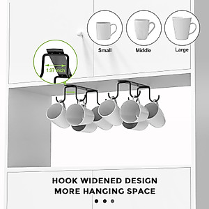 3PCS Mug Hooks Under Cabinet,Coffee Cups Holder with 12 Mug Hooks,Metal Mugs Hooks Under Shelf for Mugs,Coffee Cups and Kitchen Utensils (Silver)