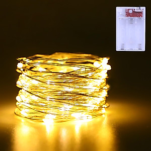 Fairy Lights Battery Operated 1 Pack 16.4Ft 50 LED Silver Copper Wire Twinkle Lights for Christmas Bedroom Indoor Outdoor Wedding Dorm Party Holiday Yard Decoration (Warm White)