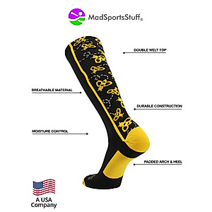 Crazy Socks with Bumble Bees Over the Calf (Black/Gold, Small)