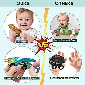 Qizebaby Kids Dinosaur Toys Pull Back Cars, 6PCS Dinosaur Toys for 2 3 4 5 Year Old Boys Girls, Boy Toys for 3-5 Years Old, Dinosaur Car Toy Set, Kids Christmas Birthday Gift