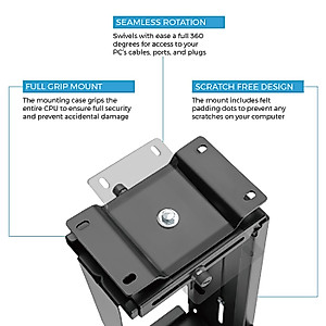 HumanCentric Adjustable Under Desk PC Mount and CPU Holder Wall Mount, PC Mount Under Desk Computer Mount That Fits Most PC or Computer Cases, PC Holder Under Desk Tower Mount, PC Under Desk Mount