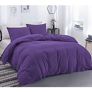 USHA BEDDING'S Duvet Cover Set Super King Size - 800 Thread Count 100% Egyptian Cotton Premium 3 Piece Duvet Set- Breathable with Zipper Closure- Super King(108" x 98") inches- Purple Solid