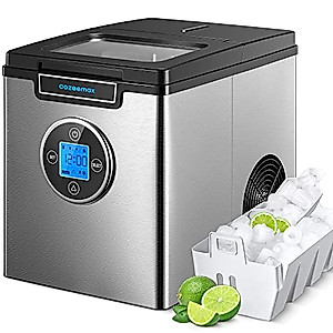Ice Maker Machine Countertop, Portable Compact , 28lb 3 Cube Sizes in 24 Hours, 9 Ice Cubes in 5 Minutes, Programmable Timer Setting, with Ice Scoop and Basket for Home
