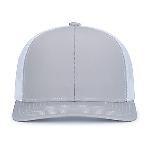 Pacific Headwear Contrast Stitch Trucker Snapback, Heather Grey/White/Heather Grey, One Size