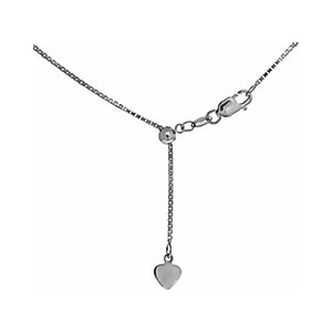 Central Diamond Center 22" Adjustable Box Chain Made in Italy, 1.00mm 10k White Gold