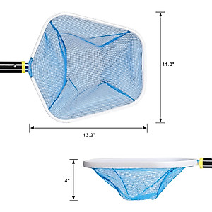 Pool Net, 8FT Pool Skimmer with Medium Bag, Heavy-Duty Pool Leaf Rake with Stainless Steel Pole, Fine Mesh Net Leaf Skimmer for Pond Vacuum Swimming Pool Cleaning