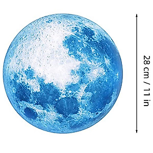 Glow in The Dark Moon,Glow in The Dark for Ceiling Wall Decals, Glow in The Dark Space Planet Wall Stickers, Perfect for Kids Nursery Bedroom Living Room(Sky Blue)