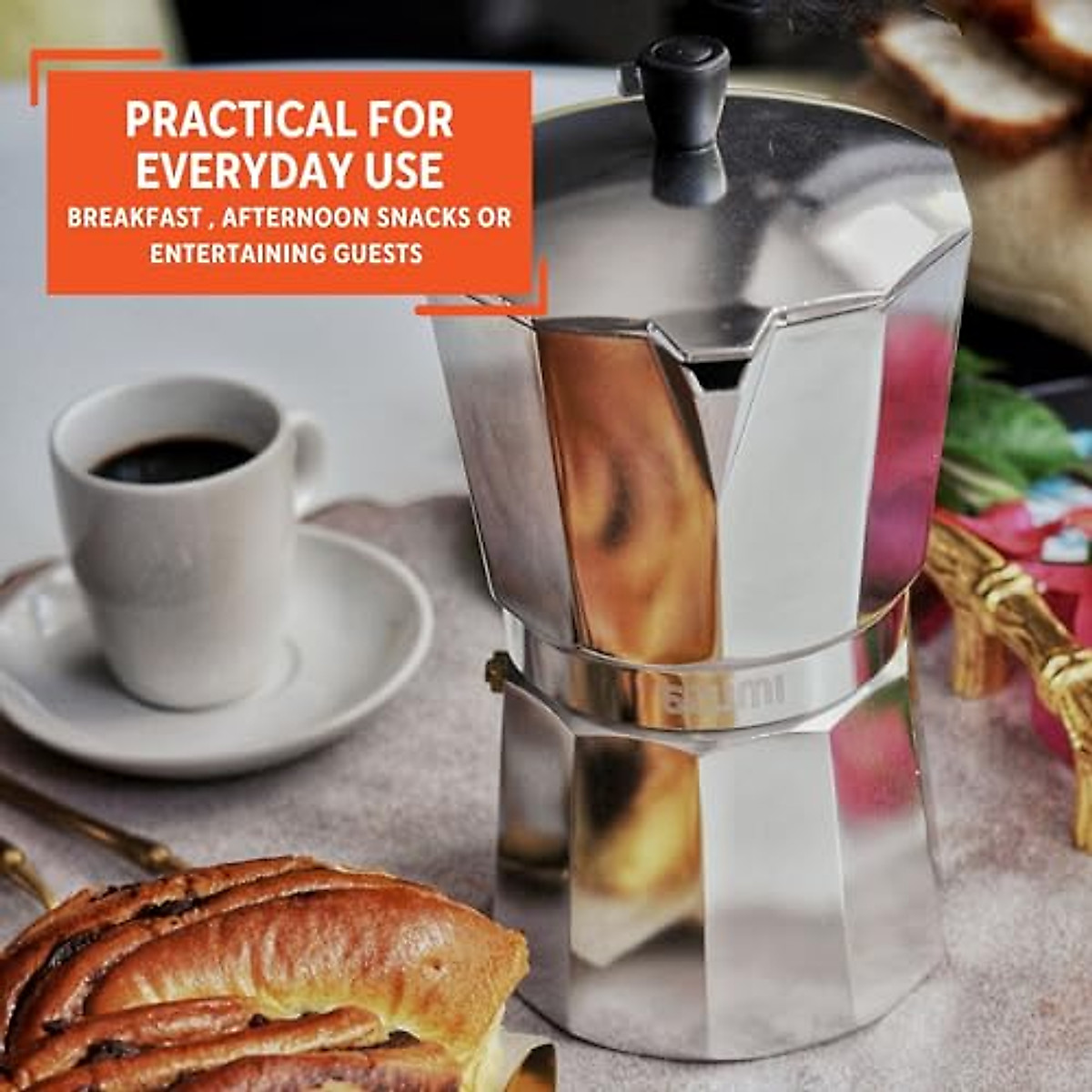 Imusa USA Aluminum Stovetop 6-cup Espresso Maker (B120-43V), Silver