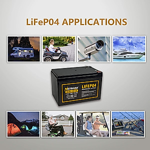 NERMAK 2 Pack 12V 12Ah LiFePO4 Deep Cycle Battery, 2000+ Cycles Lithium Iron Phosphate Rechargeable Battery for Solar Power,UPS,Lighting, Power Wheels, Fish Finder, Scooters and More, Built-in 12A BMS