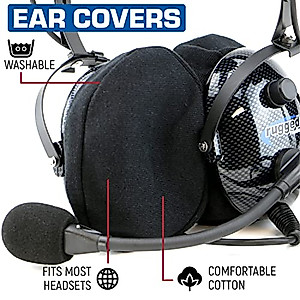 Rugged Radios Cloth Ear Covers for Aviation Racing Gaming Hunting Safety Headsets - Features Soft Comfort Universal Fit for Any Headset Ear-Cover