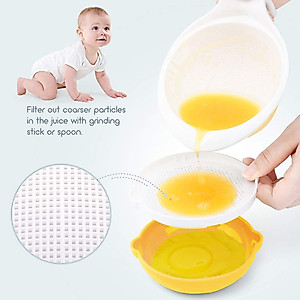 Matyz Versatile Baby Food Maker Set - Toddler Food Mills with Mash Bowl, Hand Masher, Citrus Juicer, Grater - Making Homemade Baby Food - Fruits and Vegetables Masher - BPA Free (Yellow)