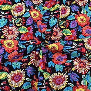 Qimicody Fat Quarters Fabric Bundles, 7 Pcs 100% Cotton 20” x 16” (50cmx40cm) Precut Quilting Fabric Squares Sheets for DIY Patchwork Sewing Quilting Crafting, No Repeat Design (Flower Pattern)